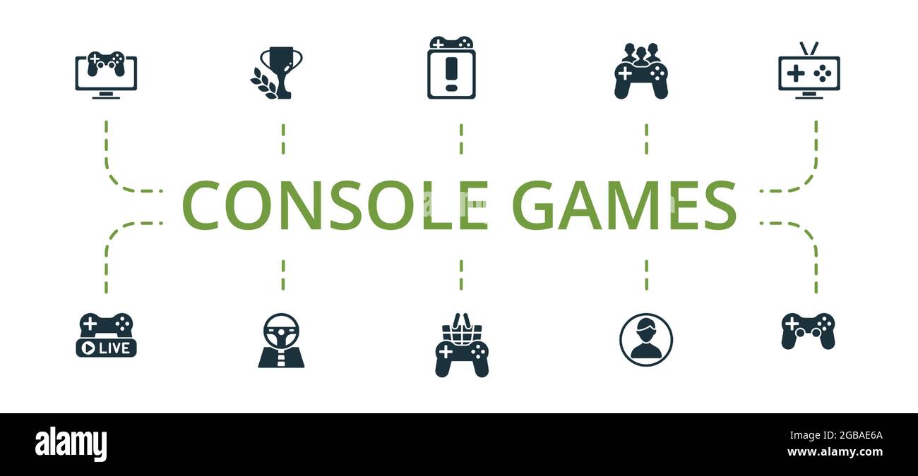 Console Games icon set. Contains editable icons theme such as race ...
