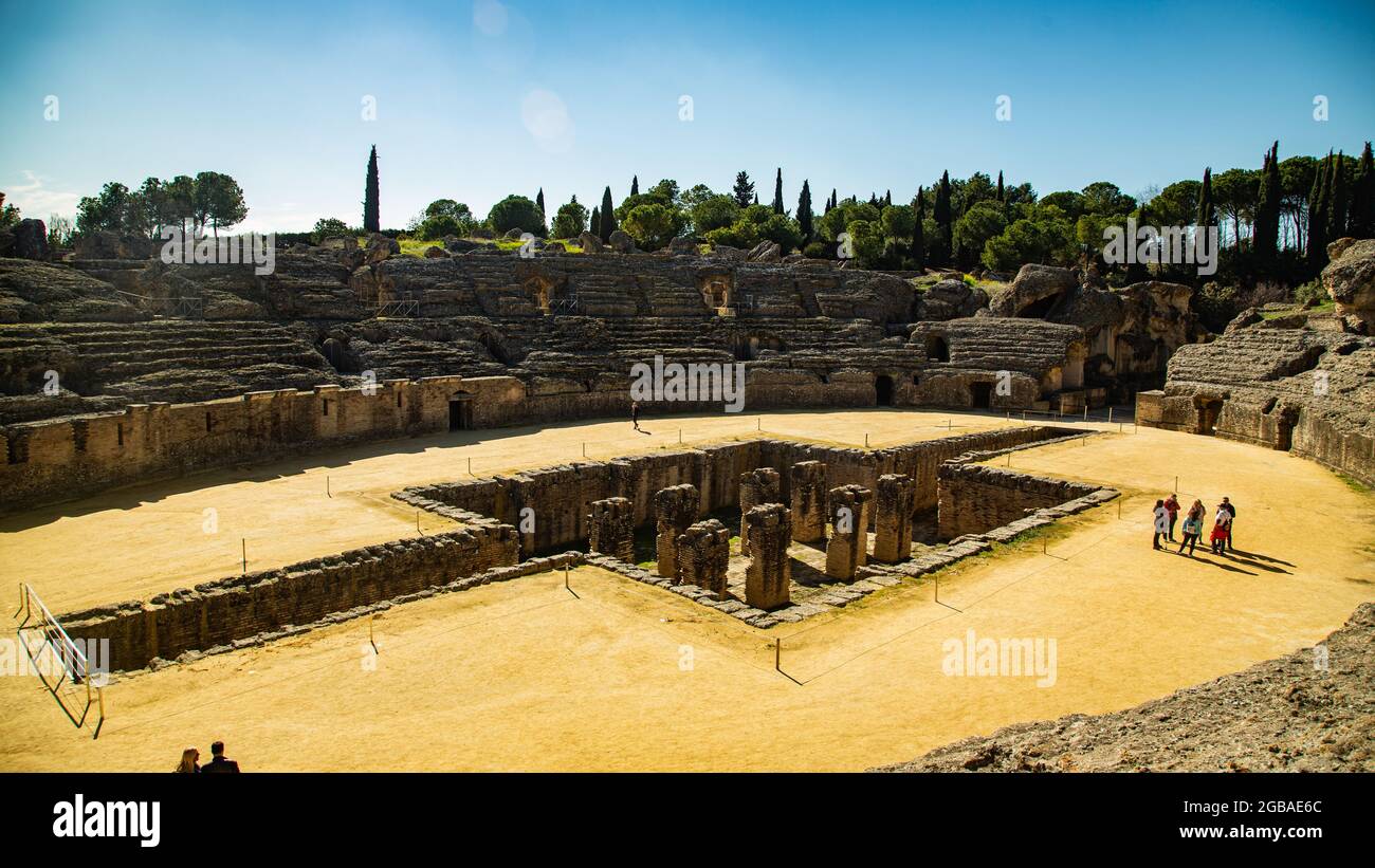 Detail of the arena or coliseum for Roman games within the city of ...