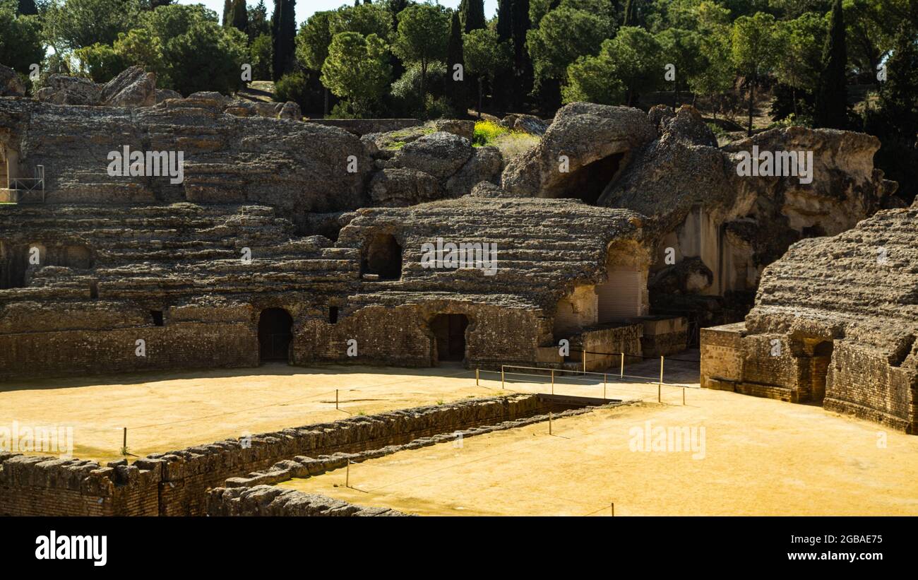 Detail of the arena or coliseum for Roman games within the city of ...