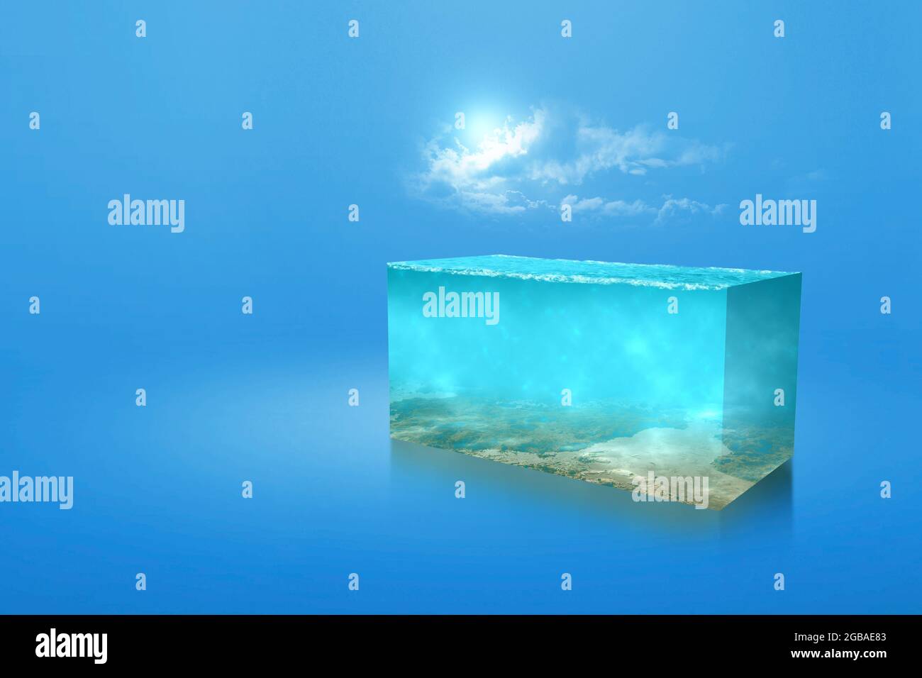 Underwater view of blue water on the ocean. Environment concept Stock ...