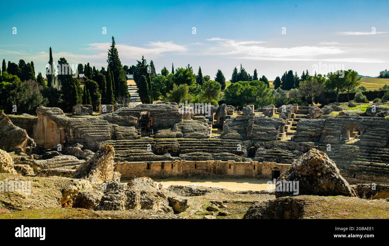 Detail of the arena or coliseum for Roman games within the city of ...