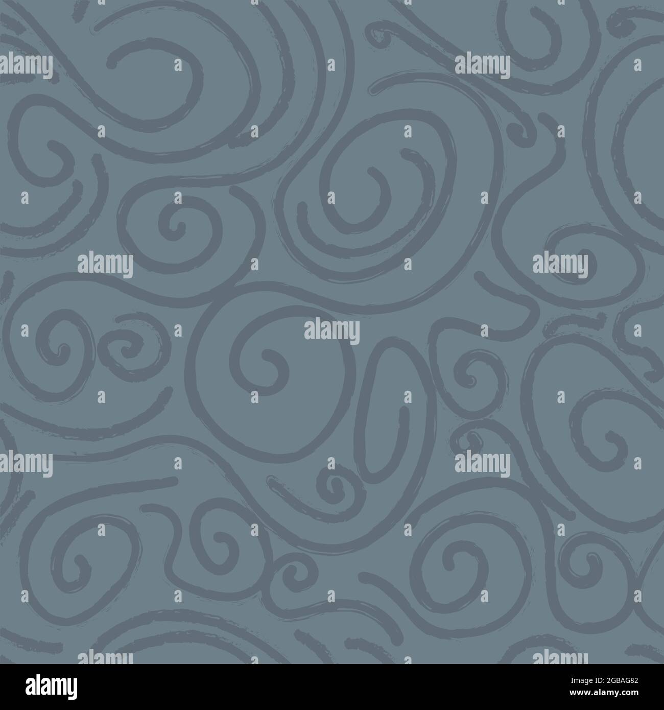 dusty blue smooth circular hand drawn brushstrokes seamless pattern ...