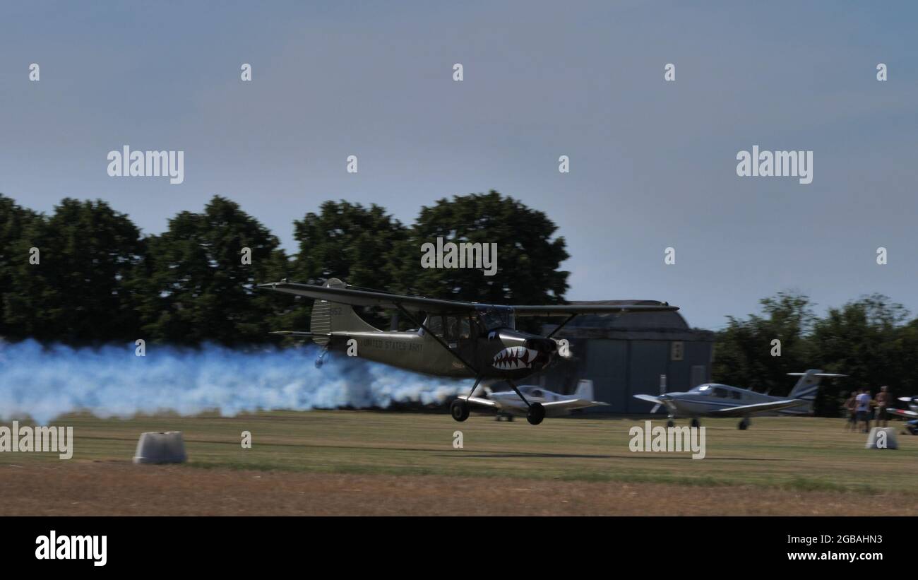 Ferrara Italy JUNE, 27, 2021 Vietnam war airplane. Cessna L-19 O-1 Bird ...