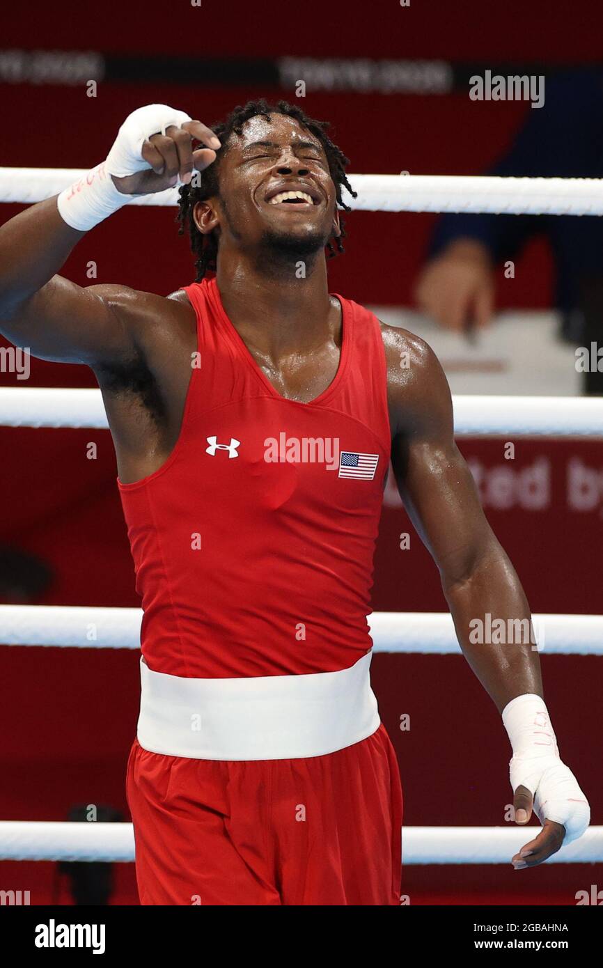 Tokyo, Japan. 3rd Aug, 2021. Keyshawn Davis (red) of the United States ...