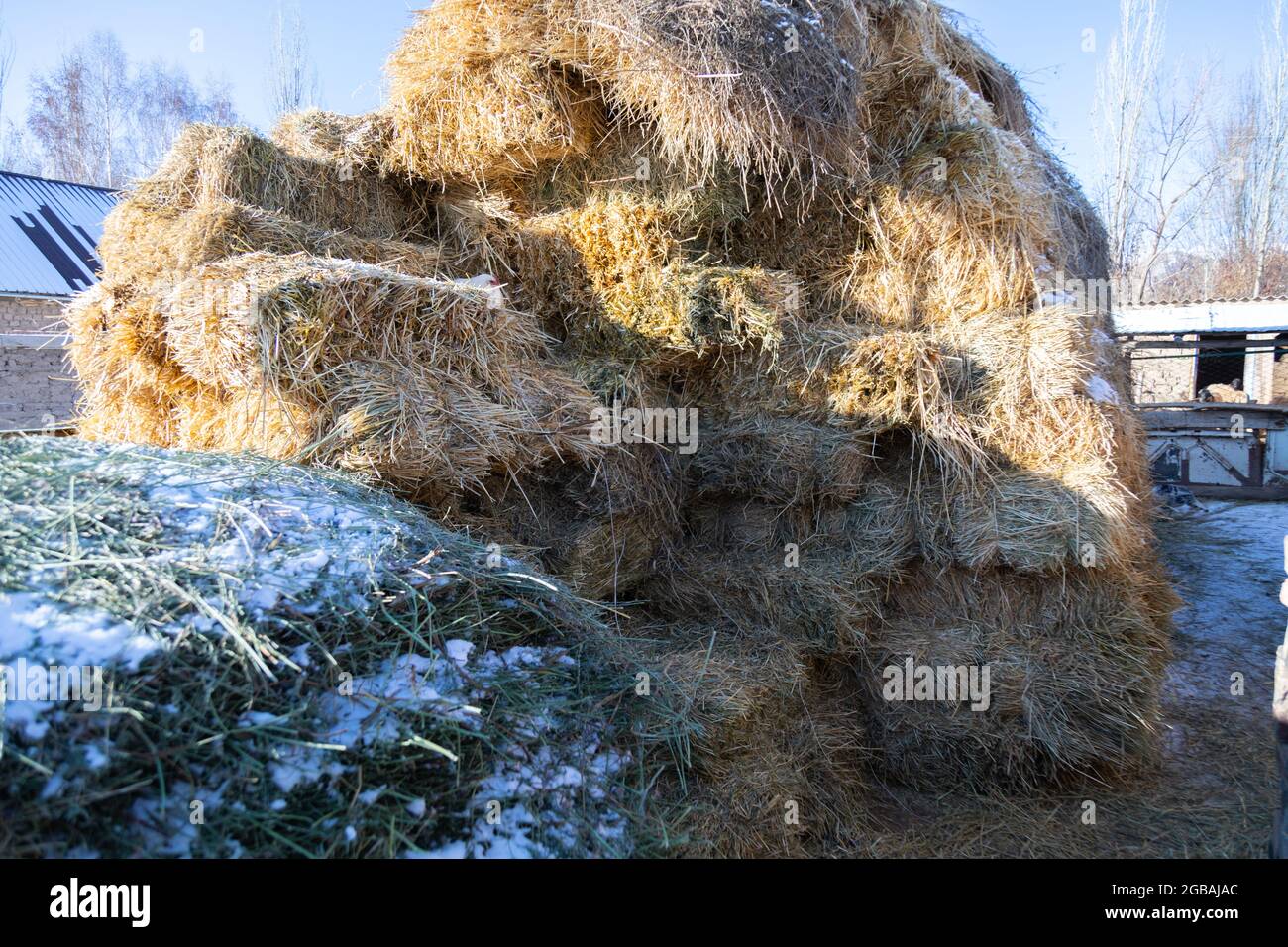Dry baled hay stack hi-res stock photography and images - Alamy