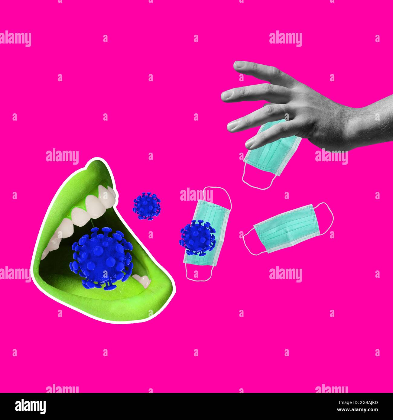 Covid-19. Protective mask from different viruses inside. Concept of ...