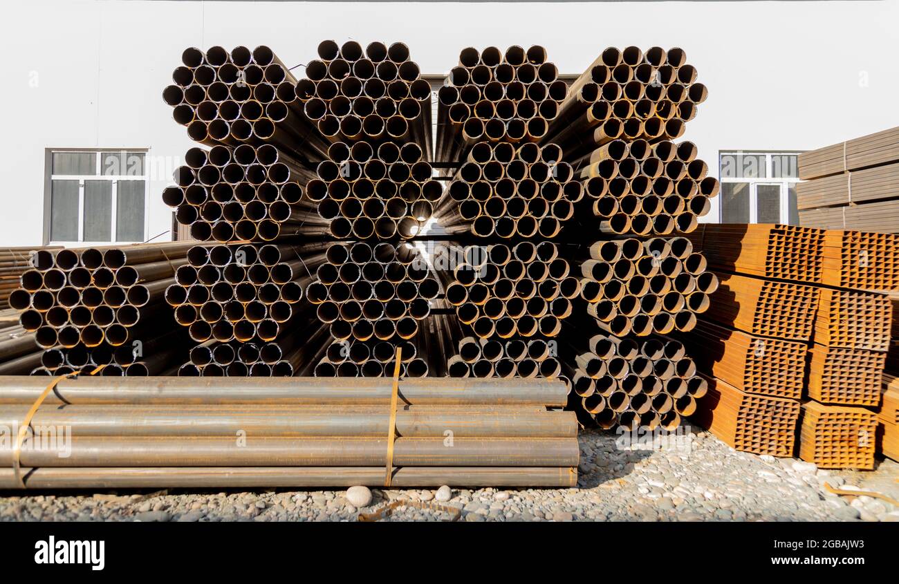 Steel Pipes bunch in the steel factory Stock Photo - Alamy