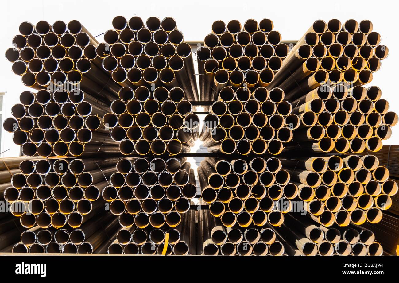 Steel Pipes bunch in the steel factory Stock Photo - Alamy