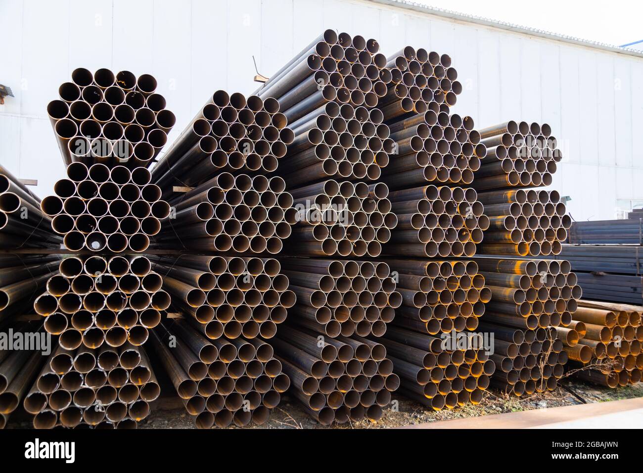 Steel Pipes bunch in the steel factory Stock Photo - Alamy