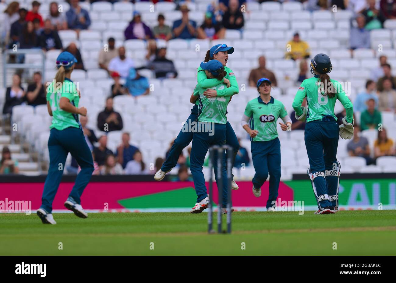 2 August, 2021. London, UK. Jo Gardener of The Oval Invincibles (catch ...