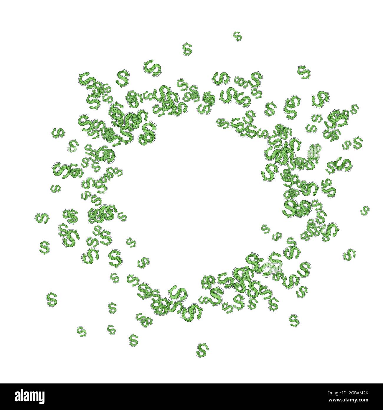 Pattern of the symbols of dollar currency on white background. Green ...