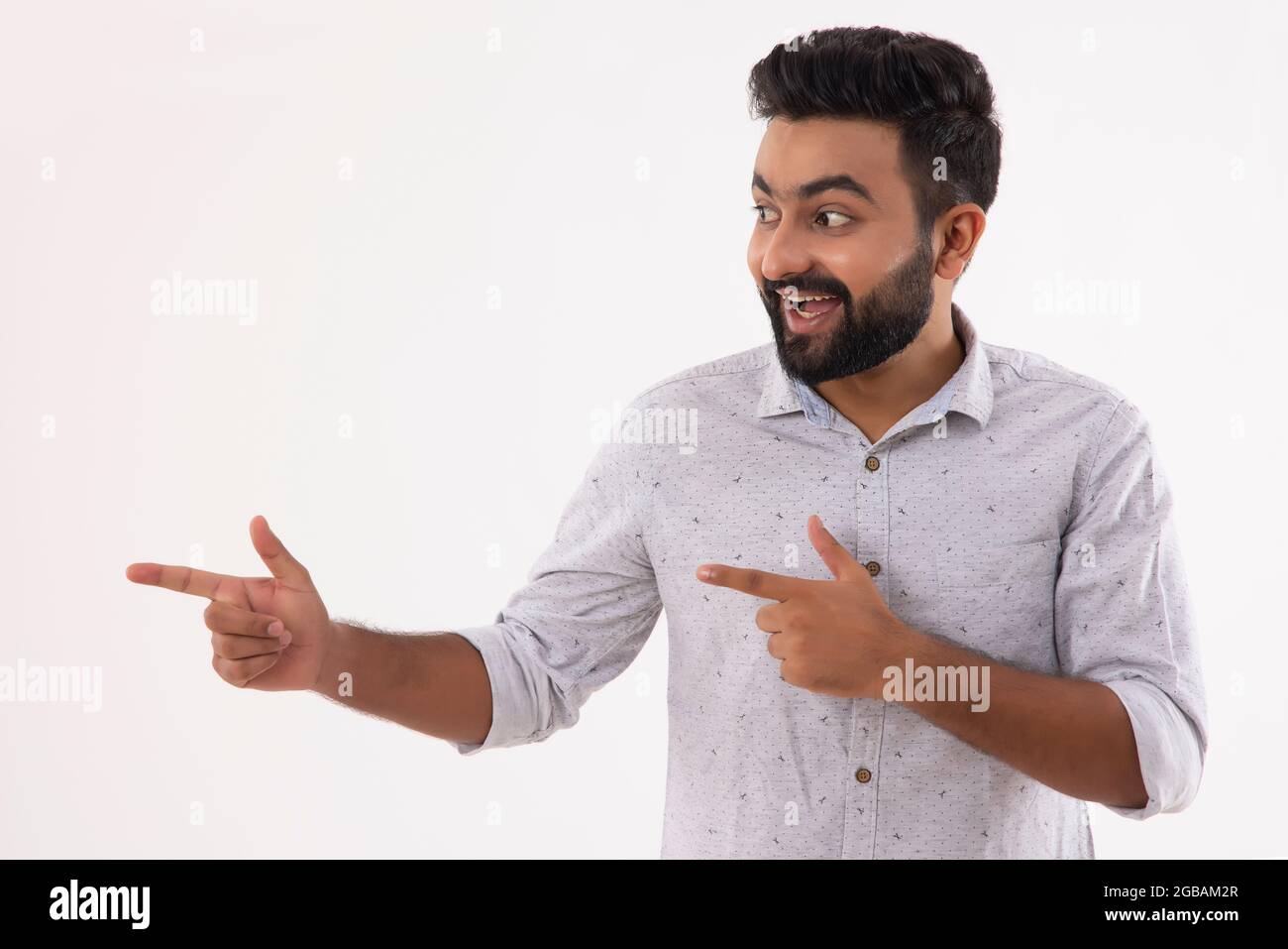 Pointing away confident hi-res stock photography and images - Alamy