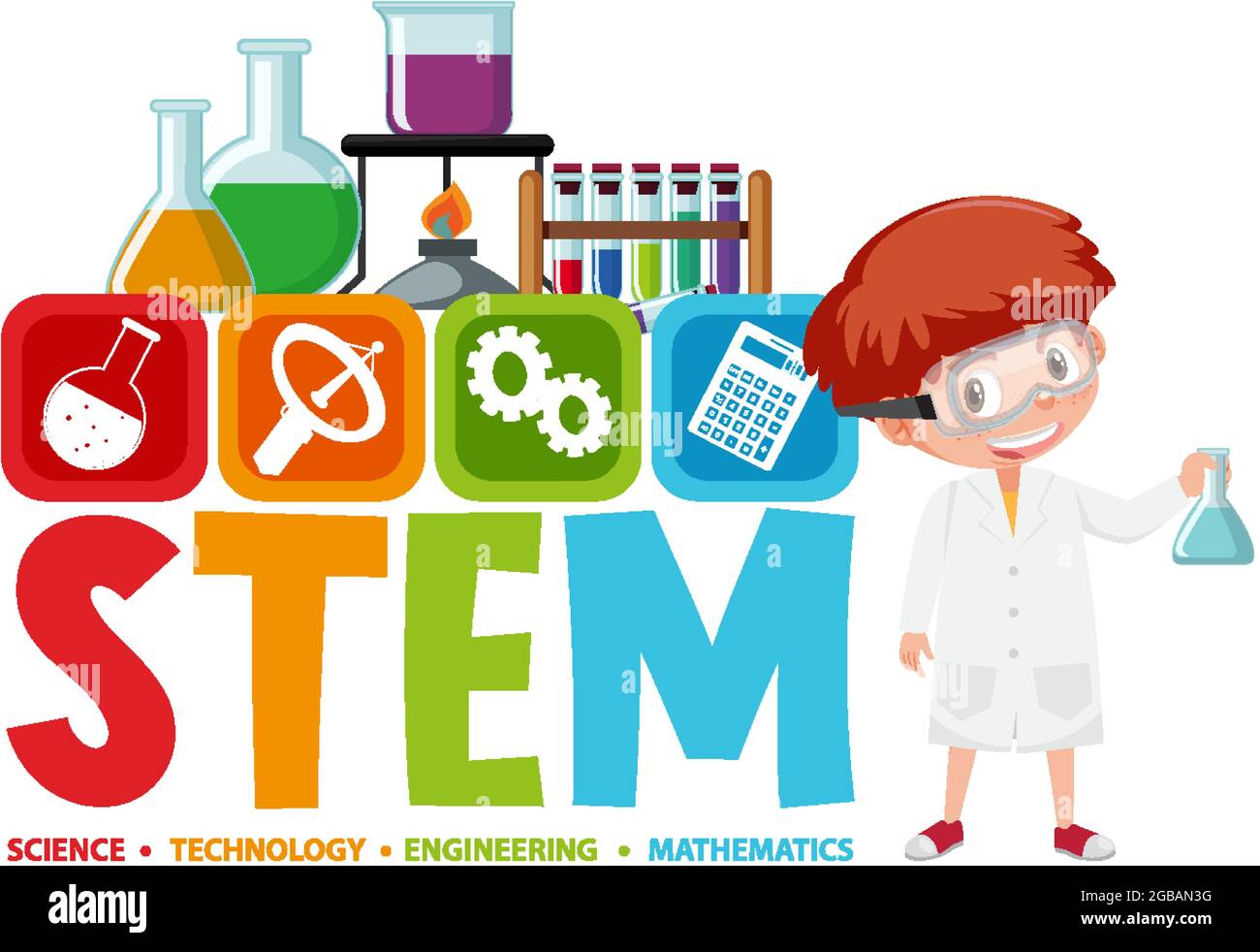 Colourful STEM education text icon illustration Stock Vector Image ...