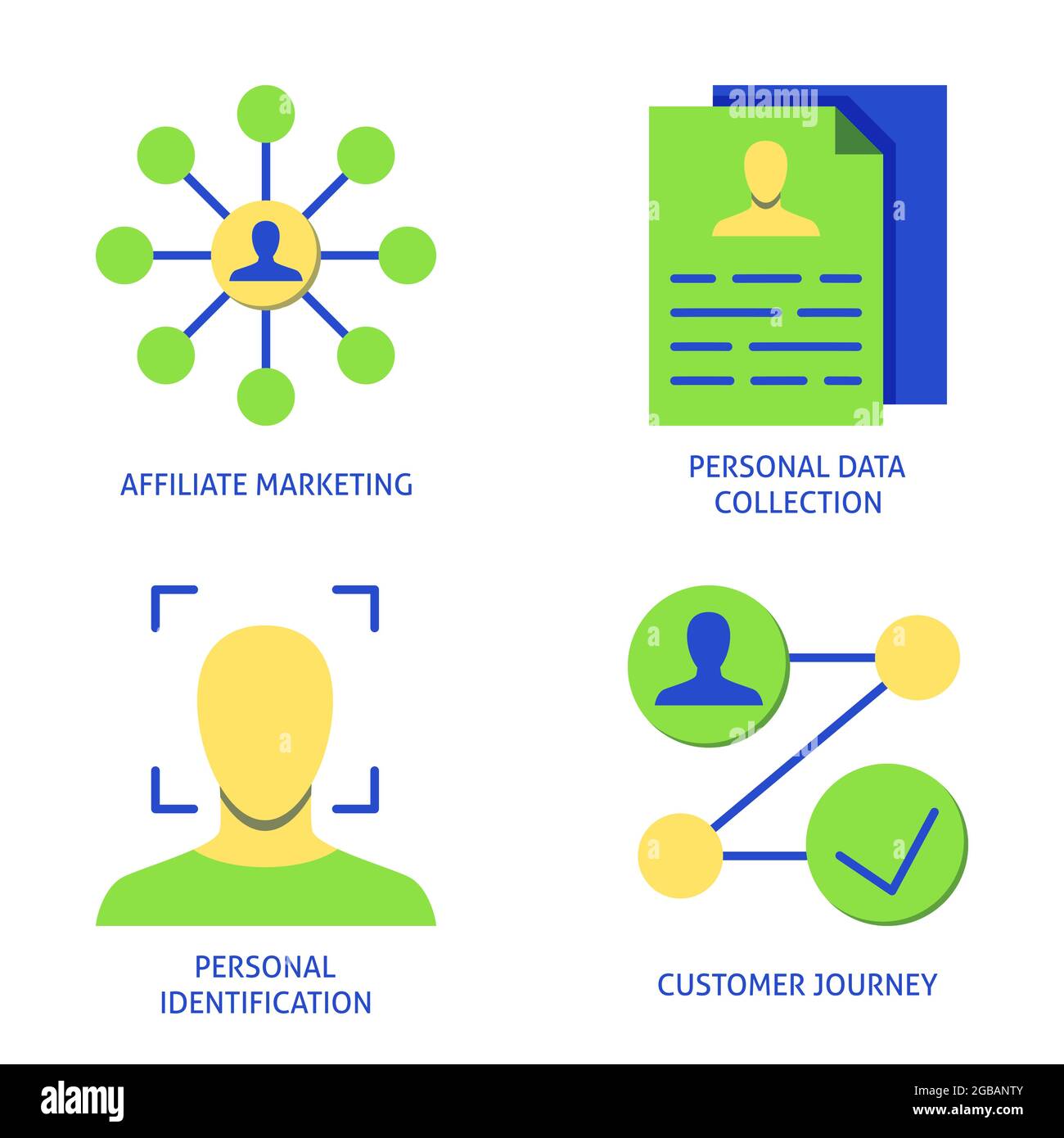 Customer information icon set in flat style. Personal data collection ...