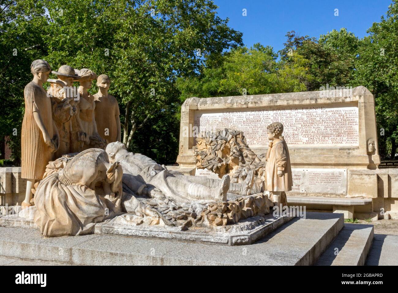 War Memorial by sculptor Paul Darde in Lodeve, Occitanie France Stock ...