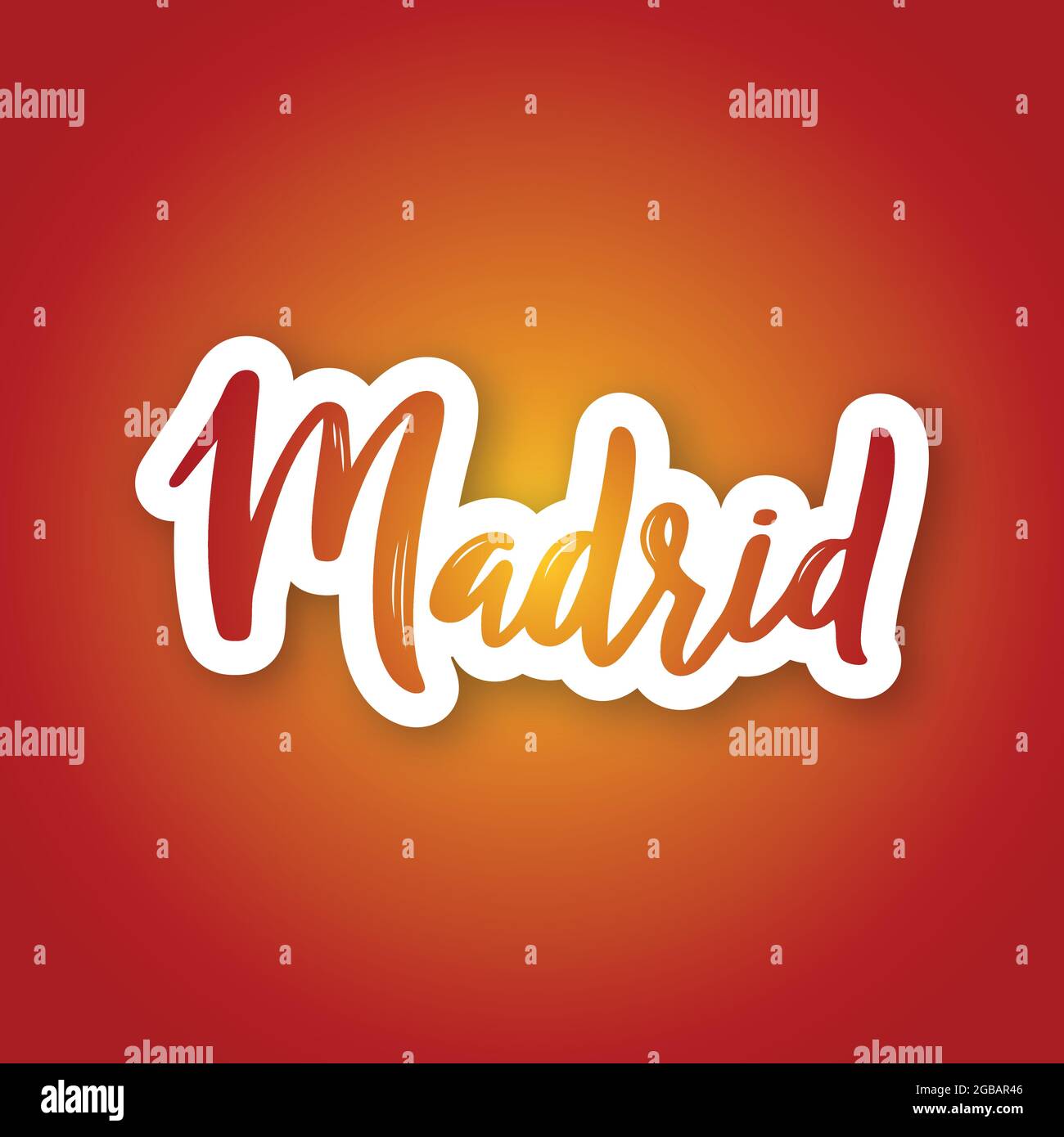 Madrid - hand drawn lettering name of Spain capital. Sticker with ...