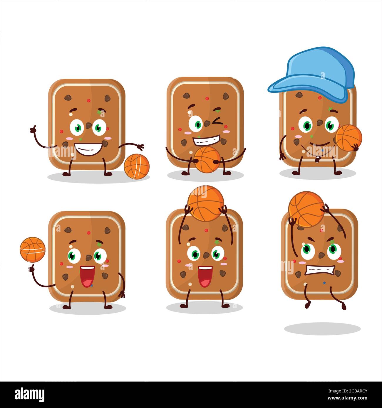 Talented gingerbread cartoon character as a basketball athlete. Vector ...
