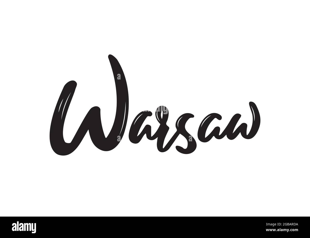 Warsaw - hand drawn lettering name of Poland city. Handwritten ...