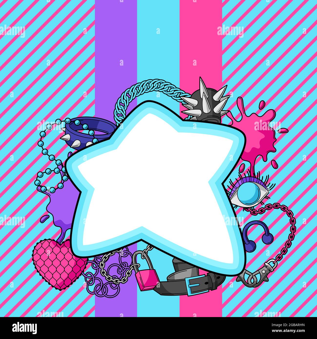 Background with youth subculture symbols. Teenage creative illustration ...