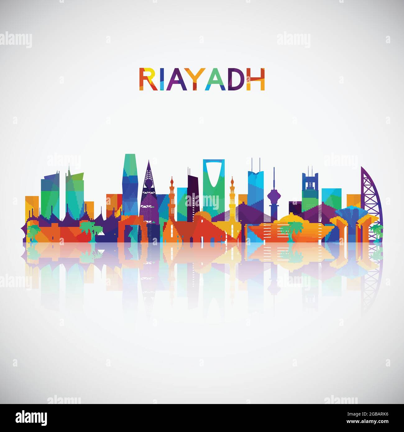 Riyadh skyline silhouette in colorful geometric style. Symbol for your ...
