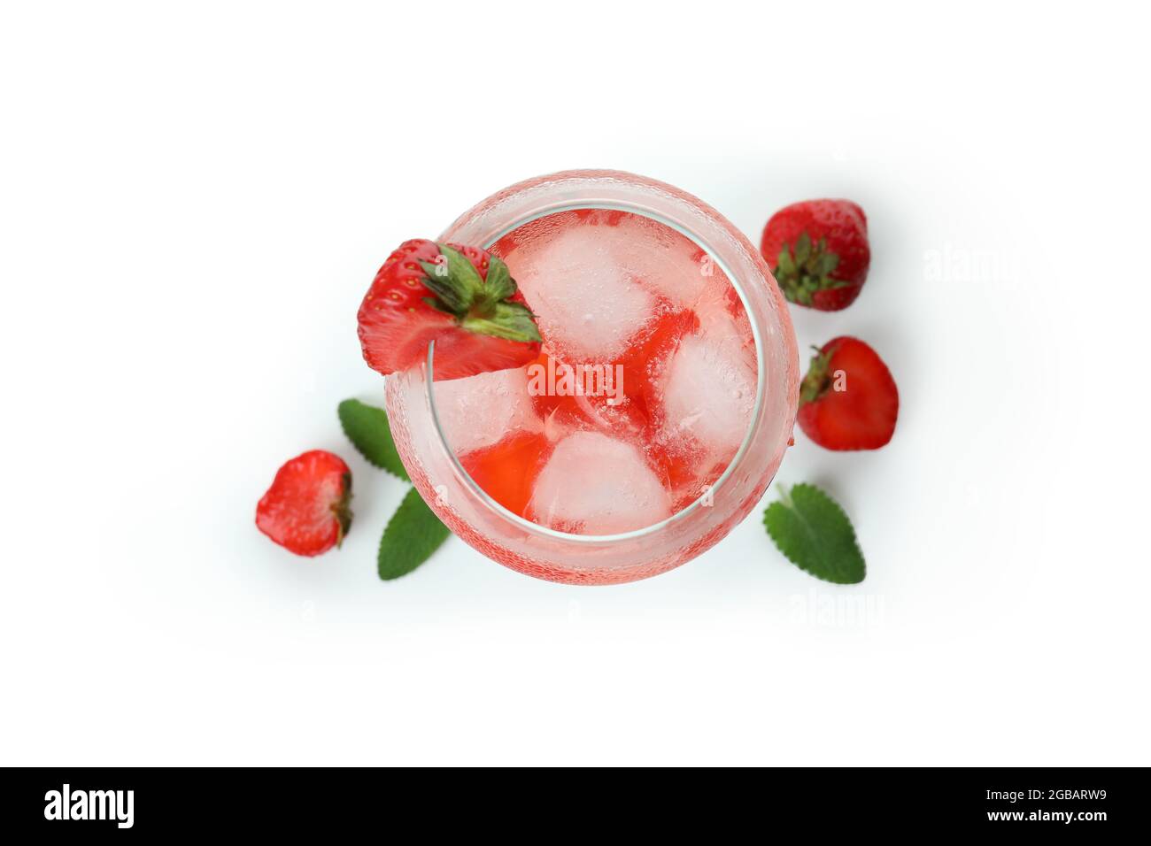 Glass of fresh strawberry cocktail isolated on white background Stock ...