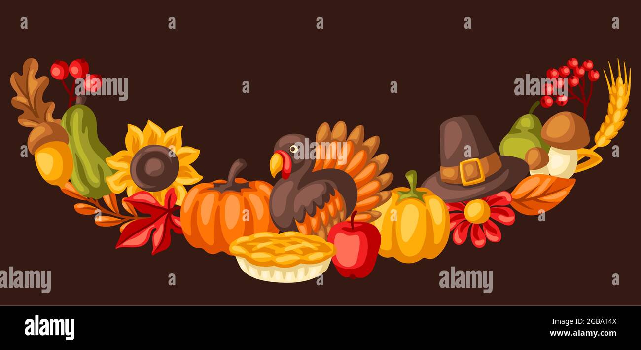 Happy Thanksgiving Day decoretions. Design with holiday objects Stock ...