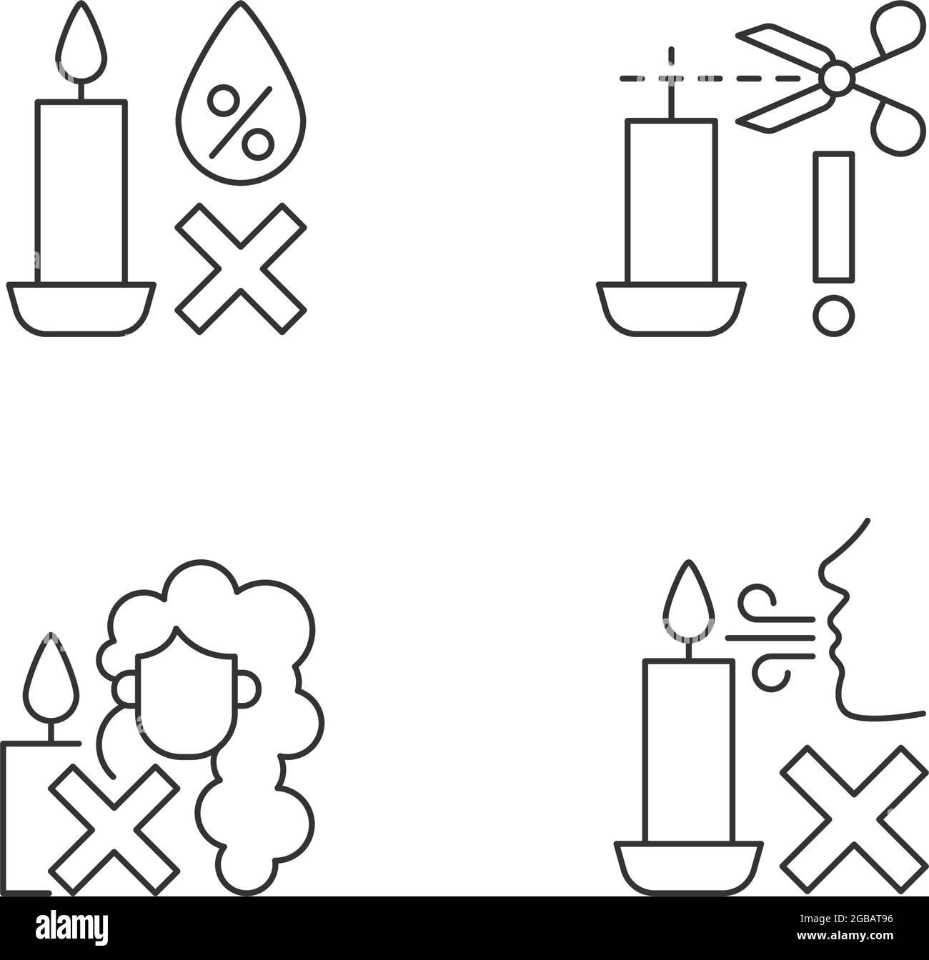 Candle safety warning linear manual label icons set Stock Vector Image ...