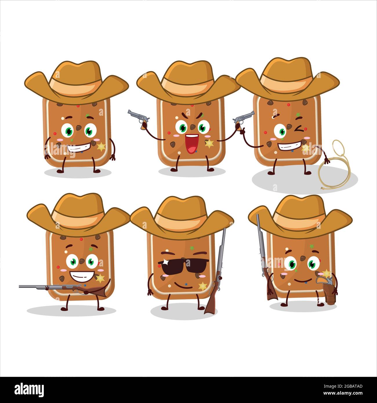 Cool cowboy gingerbread cartoon character with a cute hat. Vector ...