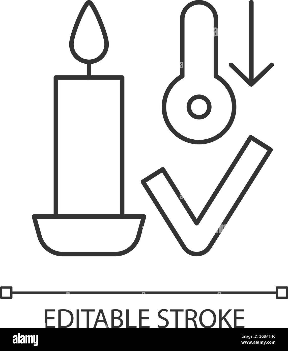 Candles storage at room temperature linear manual label icon Stock ...
