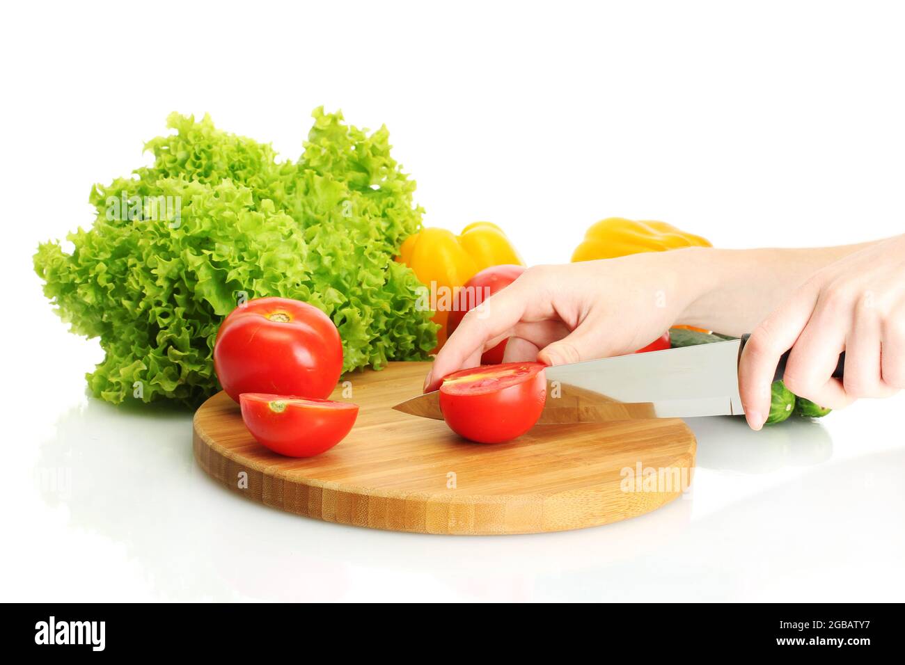 woman hands cutting vegetables on kitchen blackboard Stock Photo - Alamy
