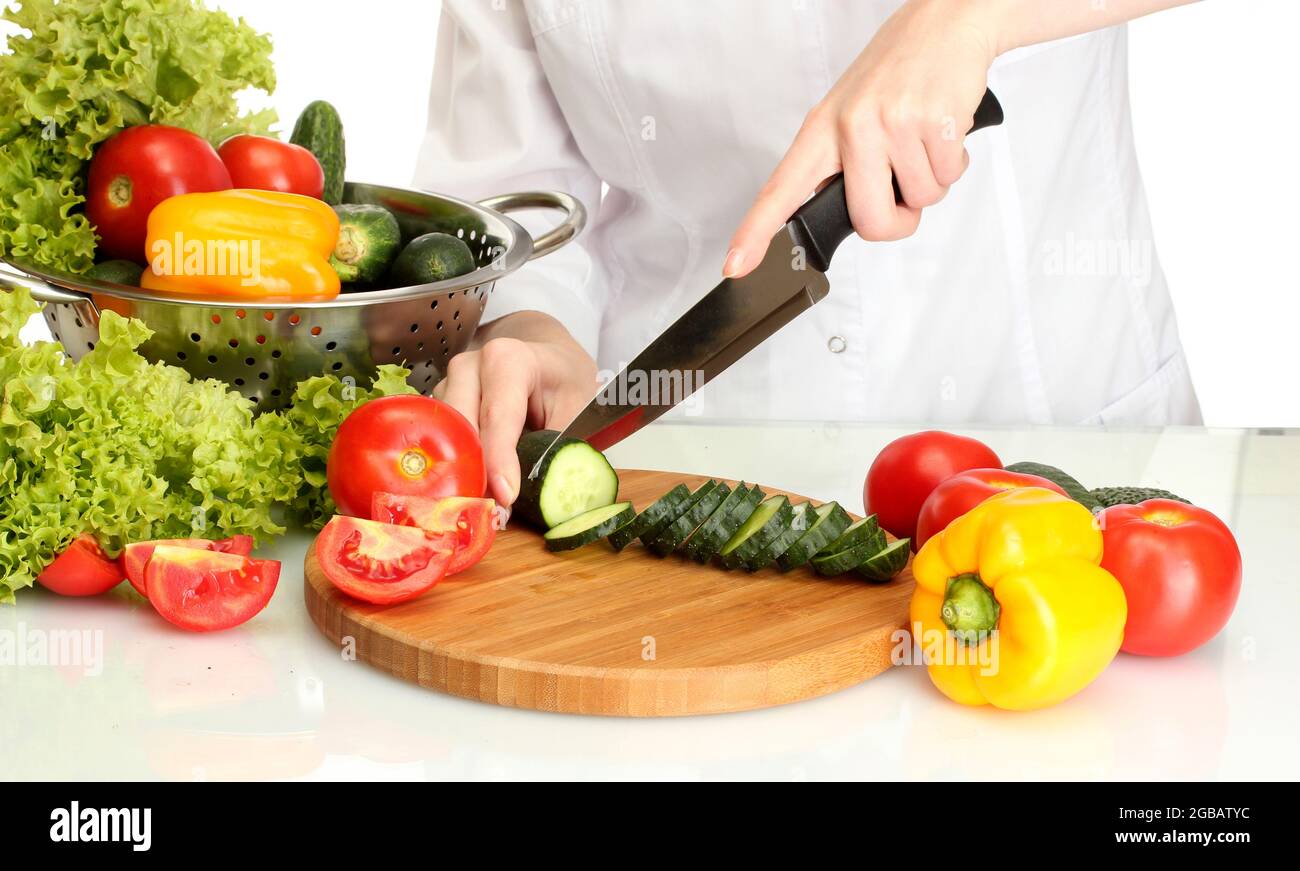 woman hands cutting vegetables on kitchen blackboard Stock Photo - Alamy