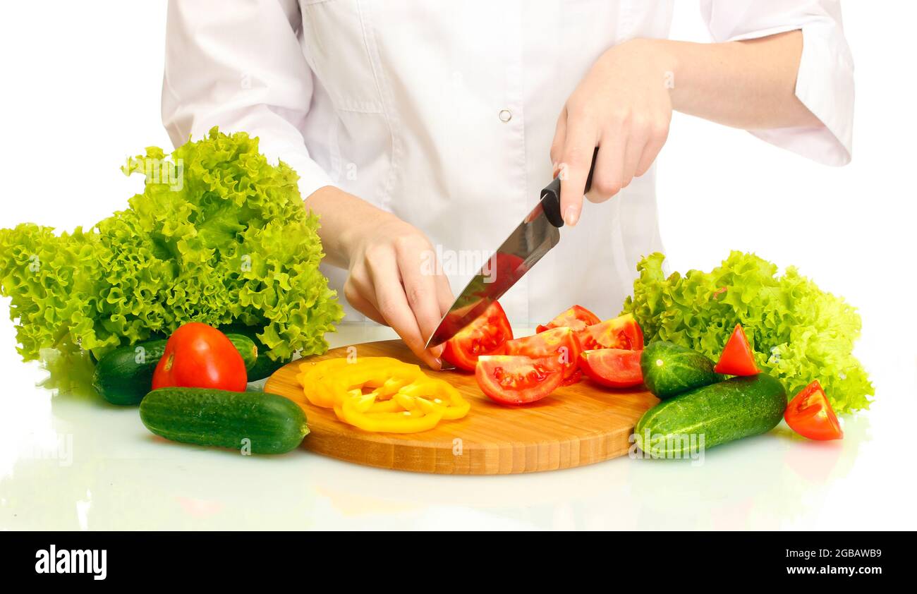 woman hands cutting vegetables on kitchen blackboard Stock Photo - Alamy