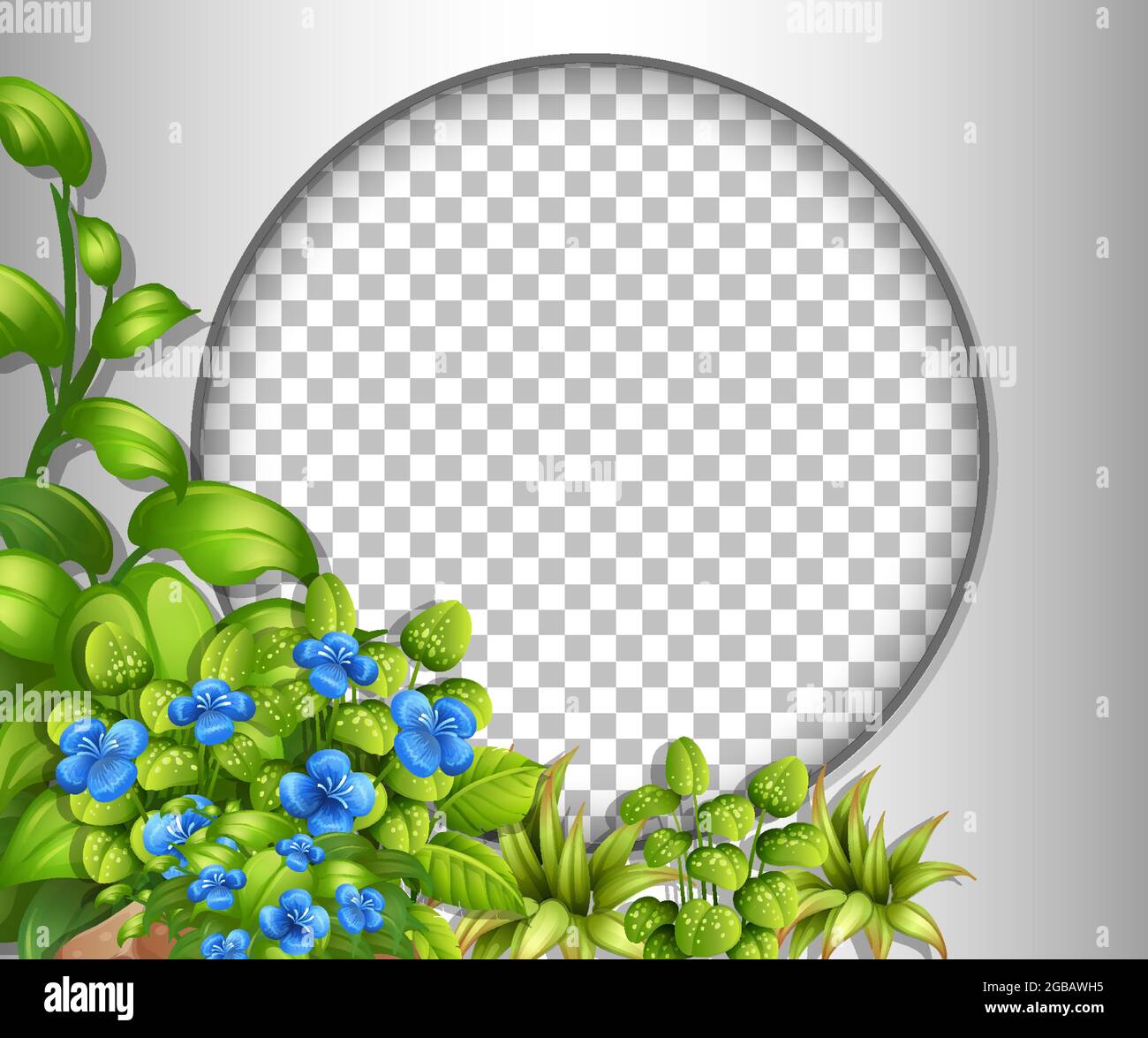 Round frame transparent with flower and leaves template illustration ...