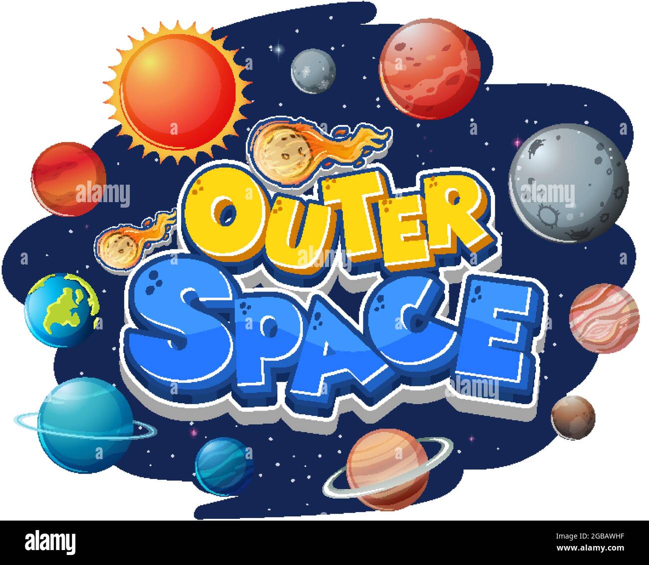 Outer Space logo with many planets illustration Stock Vector Image ...
