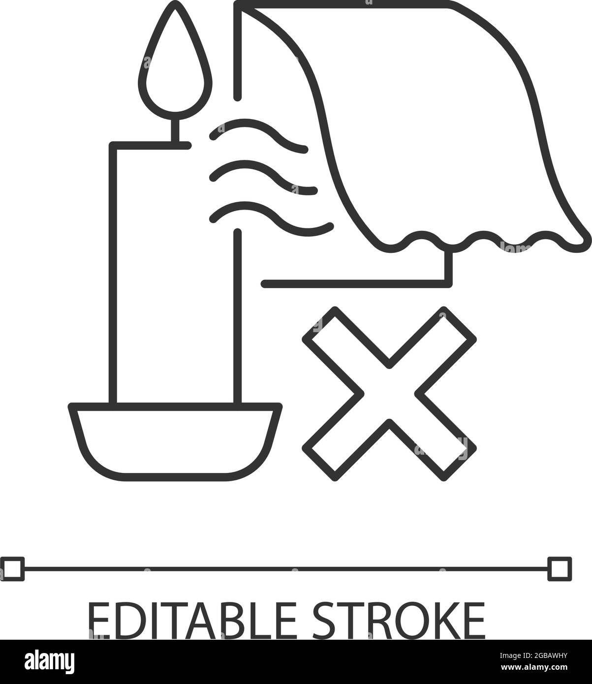 Keep candles away from air currents linear manual label icon Stock ...