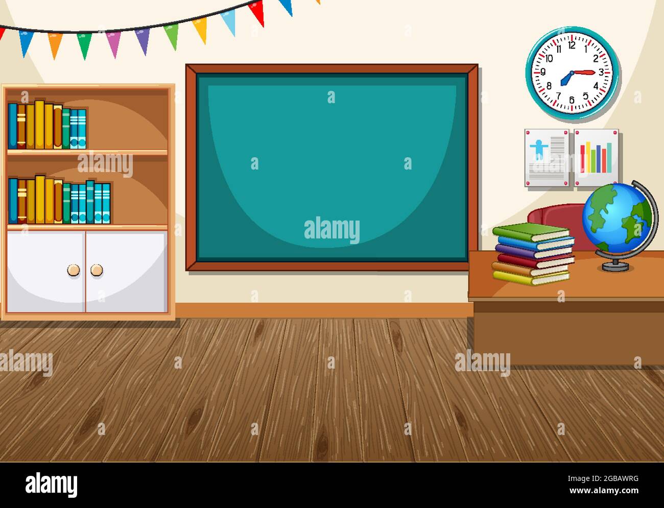 Empty classroom interior with chalkboard illustration Stock Vector ...