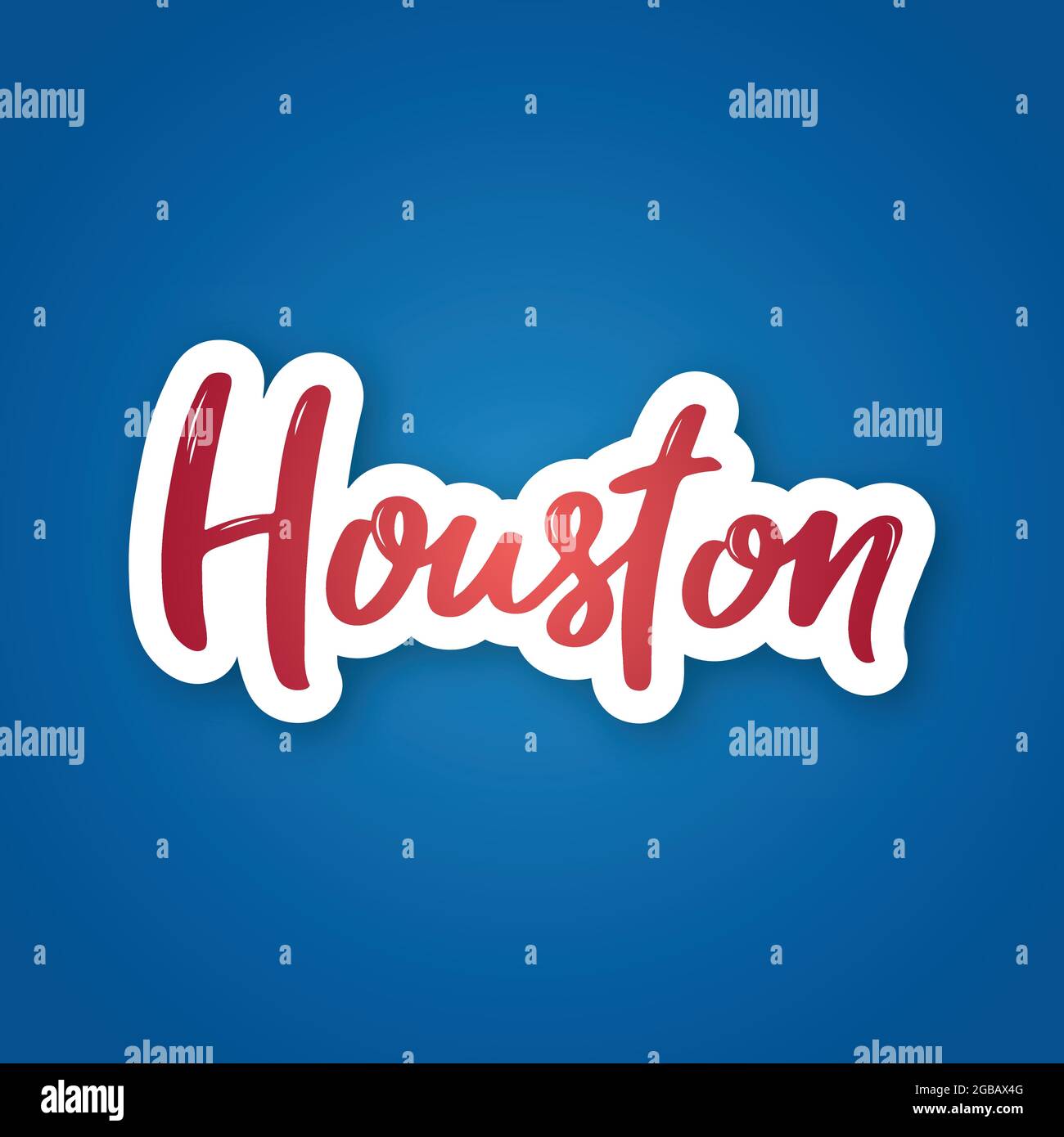 Houston - hand drawn lettering name of USA city. Sticker with lettering ...