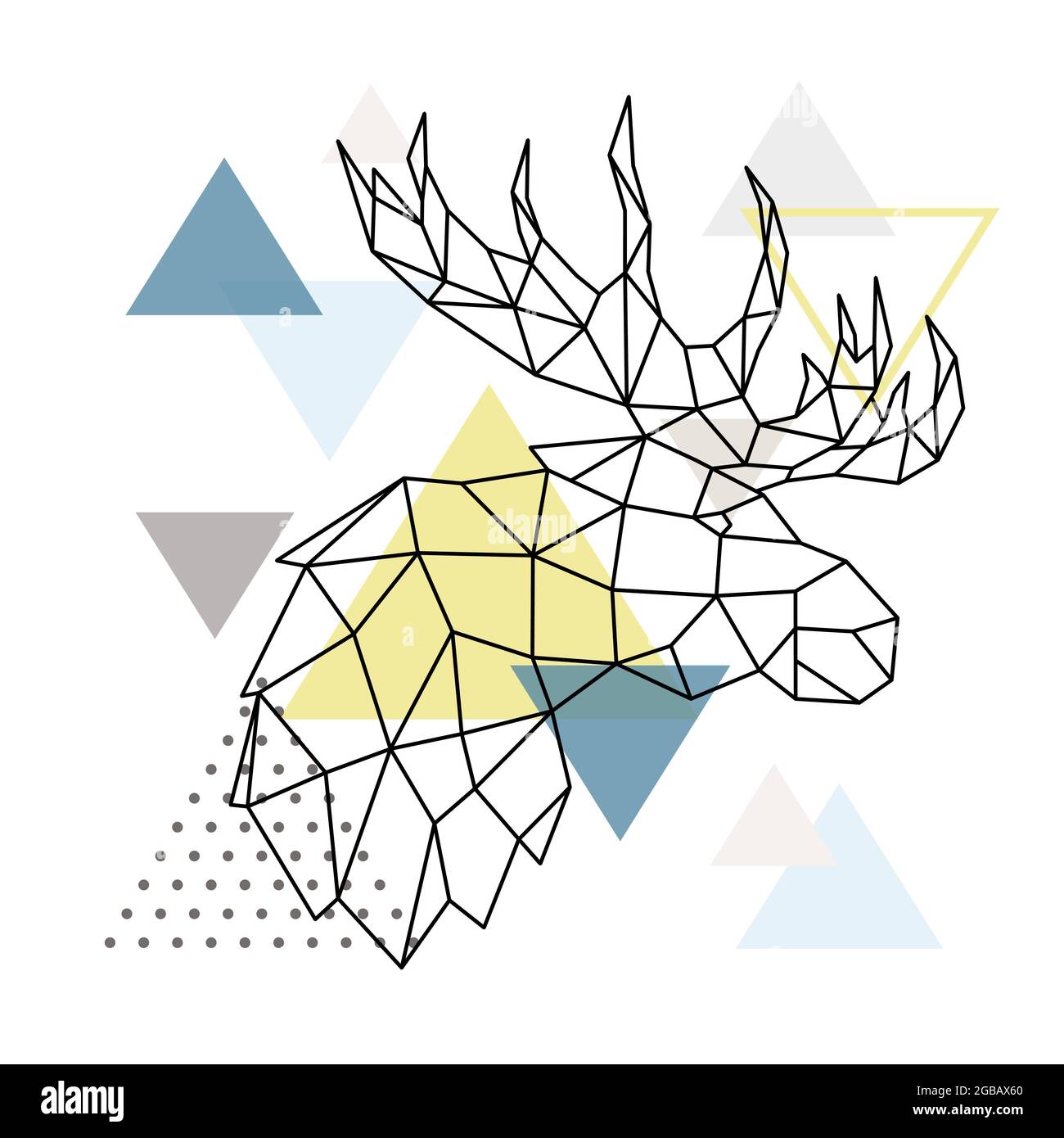 Geometric Moose silhouette on triangle background. Polygonal Moose ...