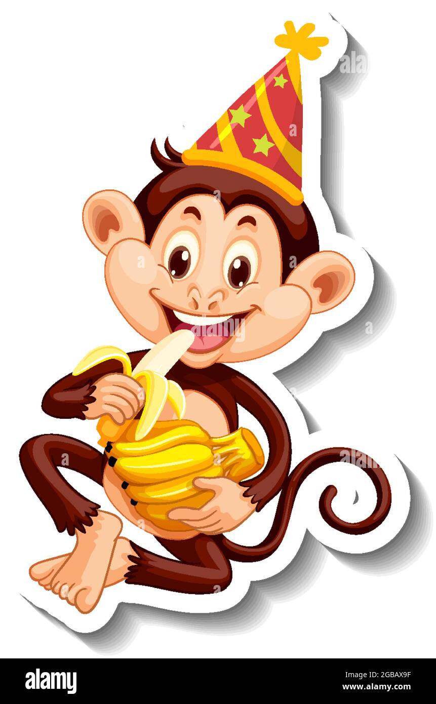 Monkey cartoon party hat icon hi-res stock photography and images - Alamy
