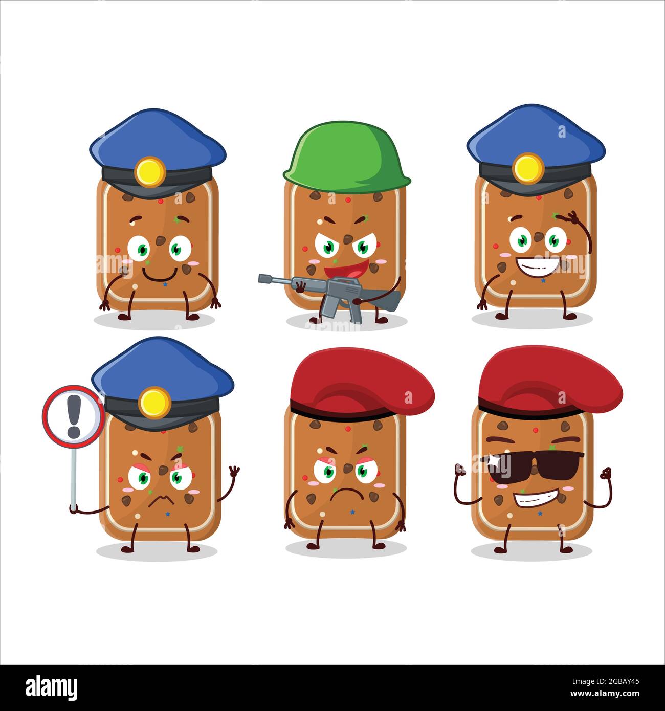 A dedicated Police officer of gingerbread mascot design style. Vector ...