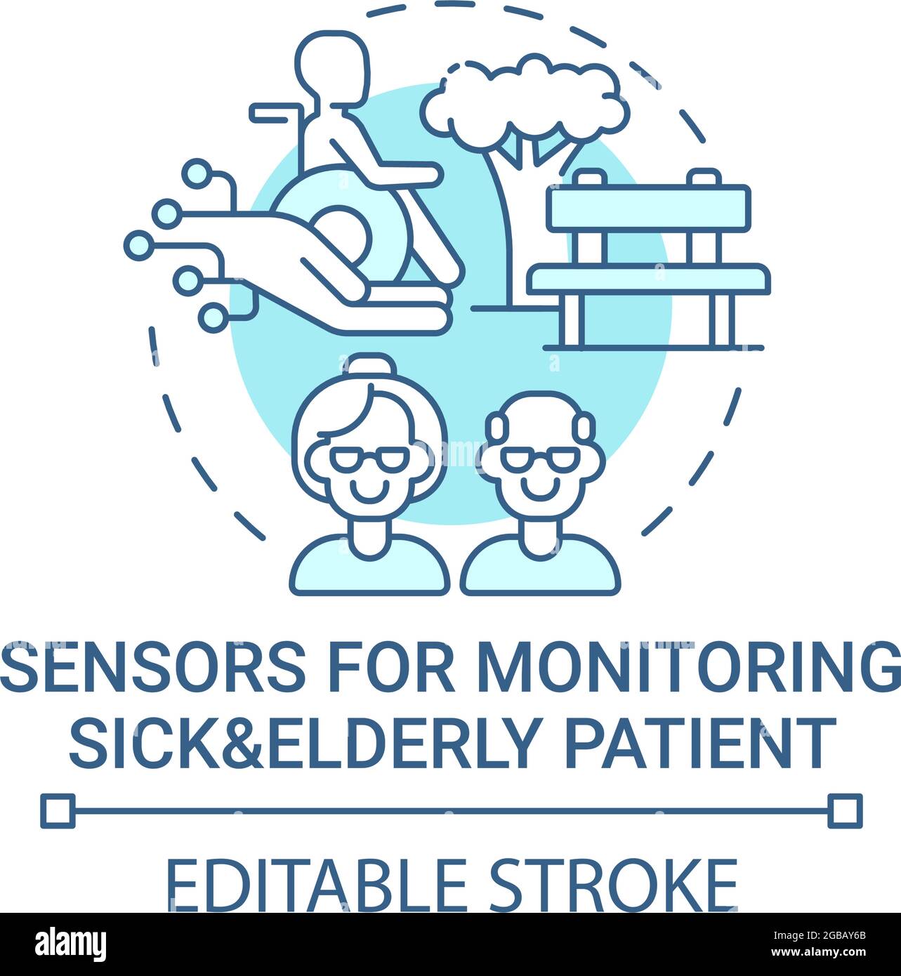 Sensors for monitoring sick and elderly patients concept icon Stock ...