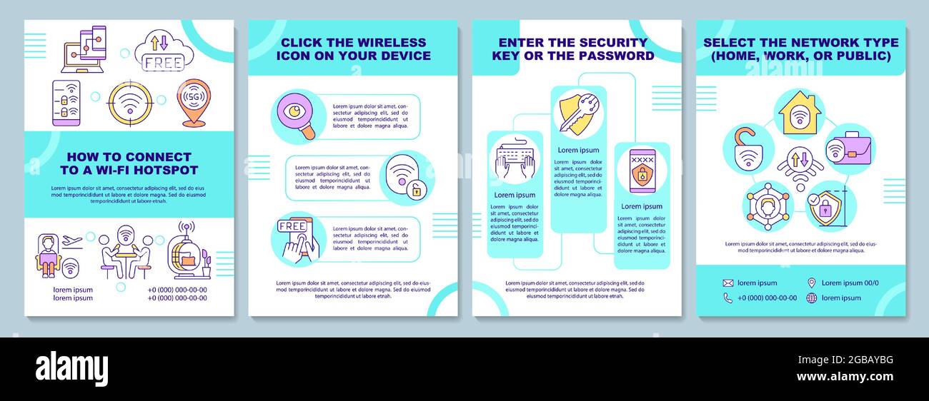 How to connect to wifi hotspot brochure template Stock Vector Image ...