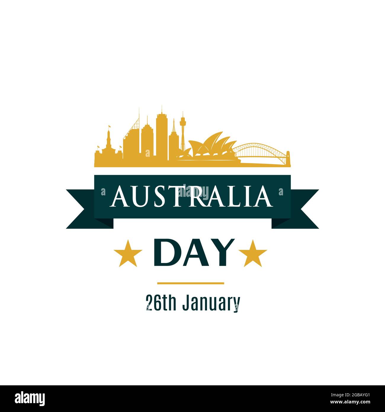 Australia Day greeting banner. Sydney skyline Background. Vector ...