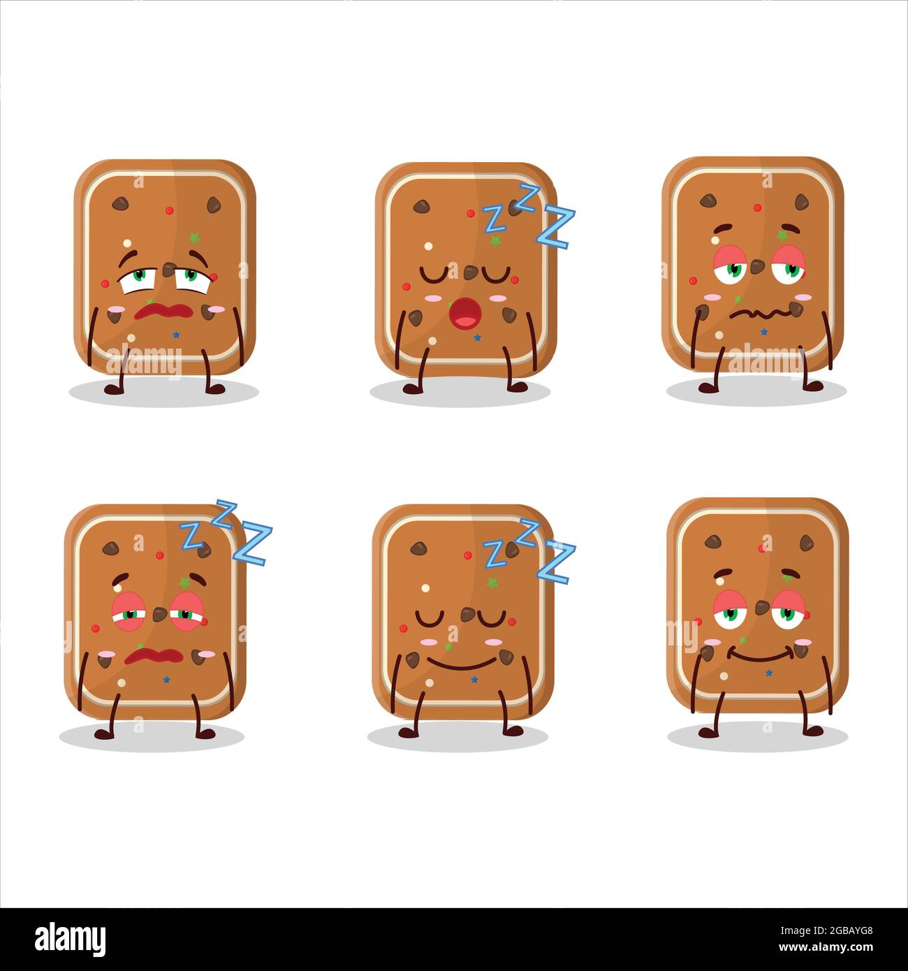 Cartoon character the of gingerbread with sleepy expression. Vector ...