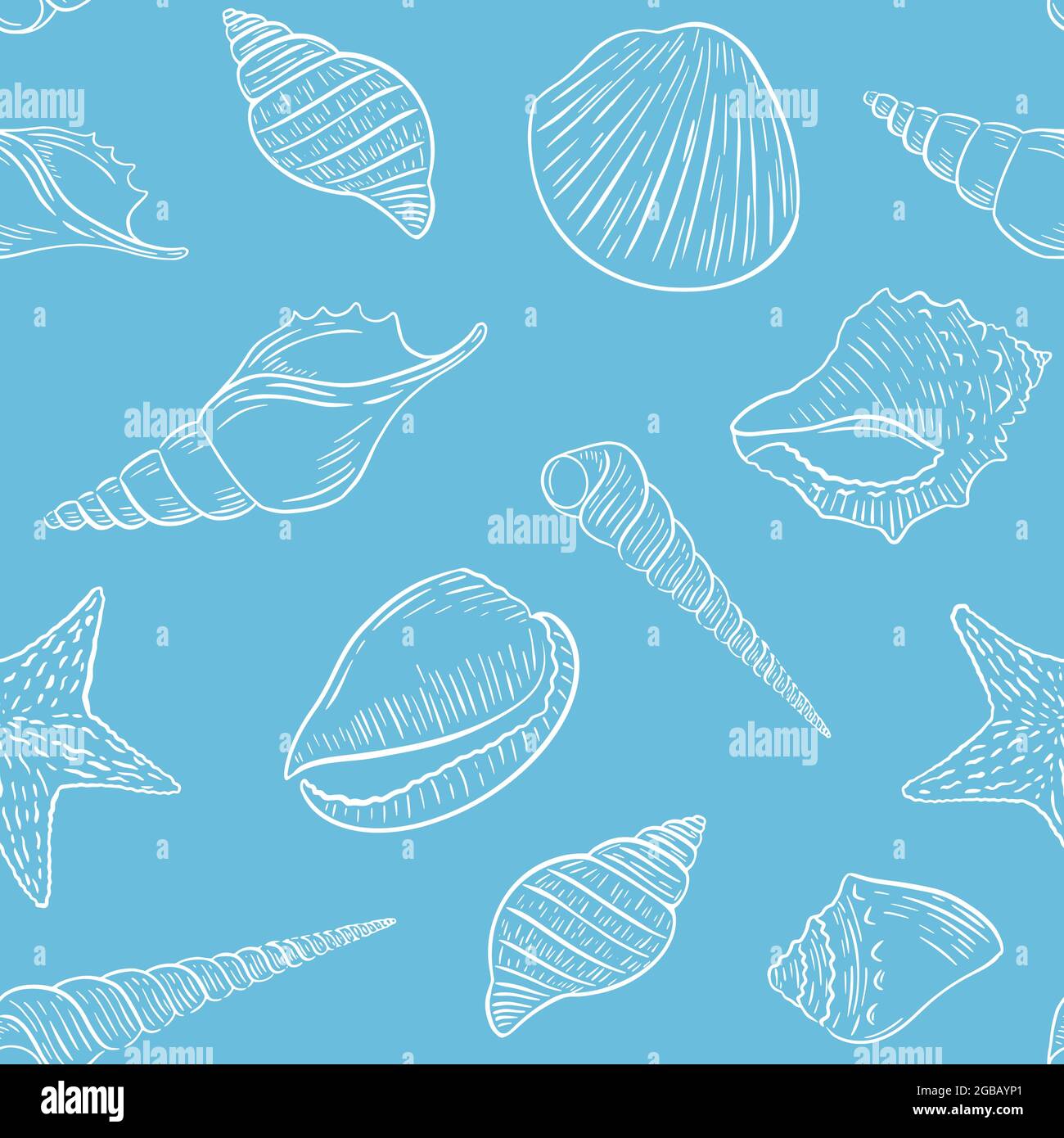 Sketch seashells seamless pattern vector illustration Stock Vector ...