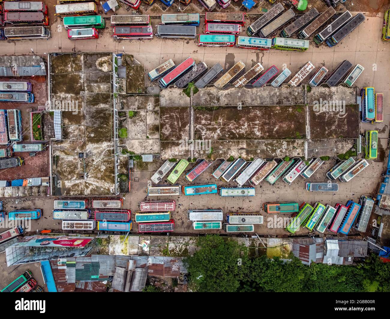 BARISHAL, BANGLADESH - AUGUST 2: Aerial view taked with a drone, of ...