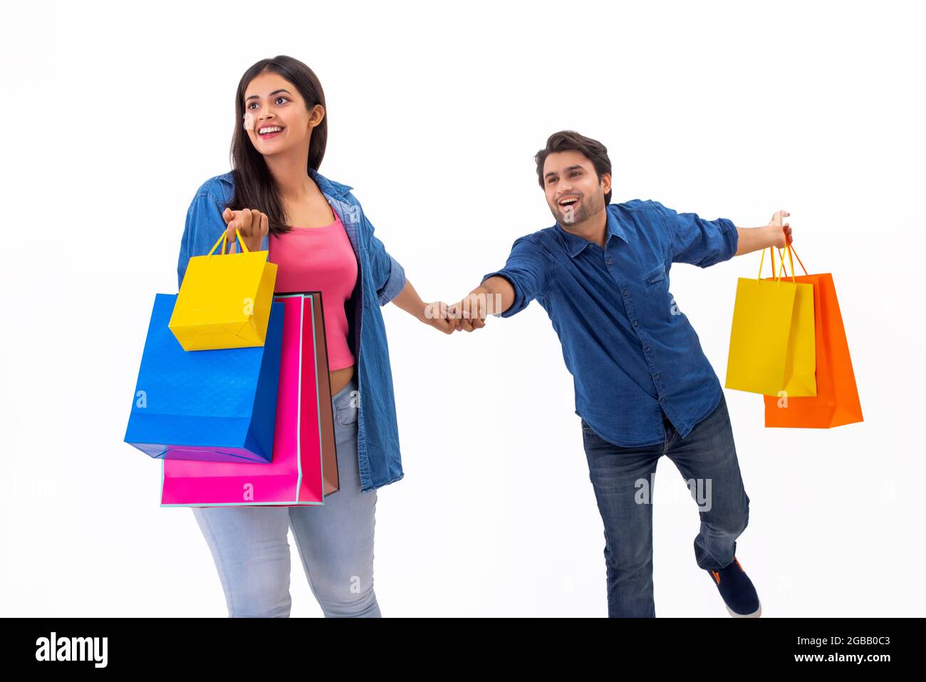 Man and dragging woman Cut Out Stock Images & Pictures - Alamy