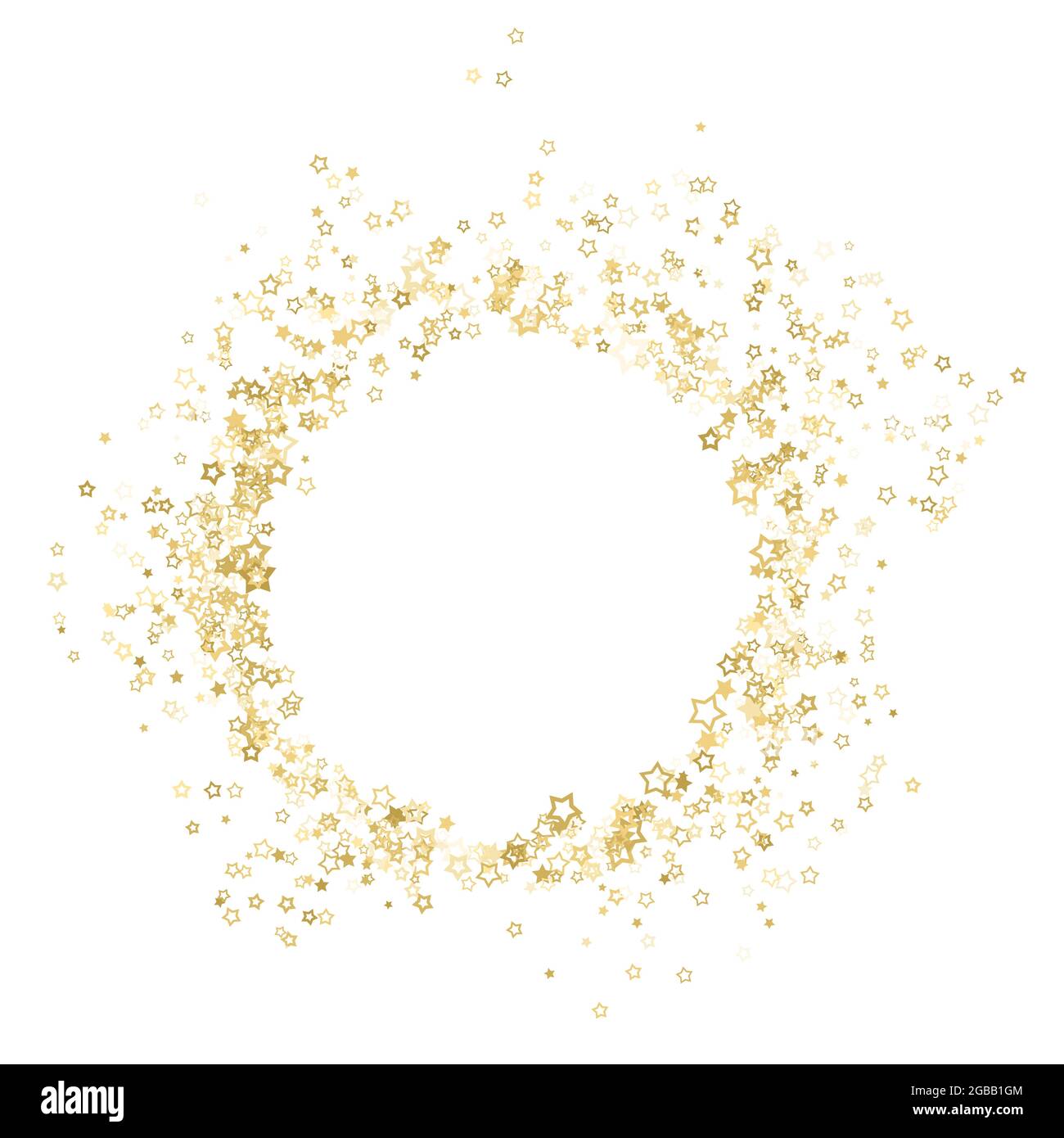 Golden realistic flying stars isolated on white. Luxury shiny little ...