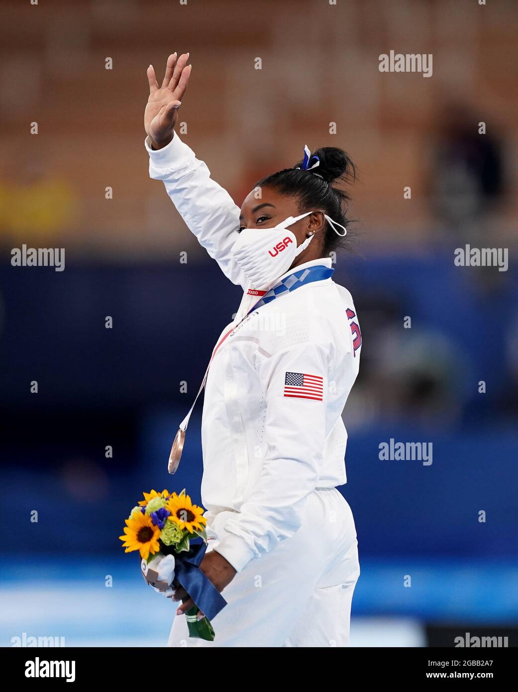 USA's Simone Biles on the podium with bronze in the Women's Balance ...