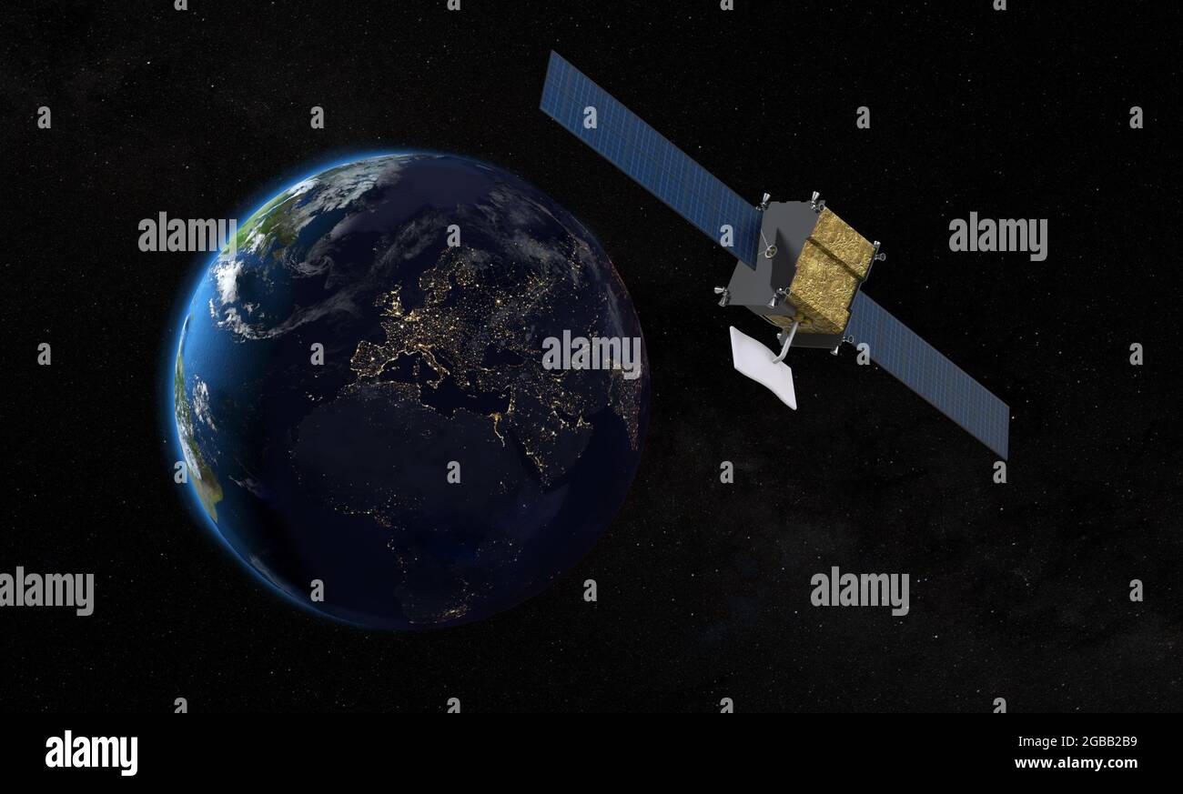 New Telecommunications Satellite Orbiting Earth - NASA Map - 3D ...